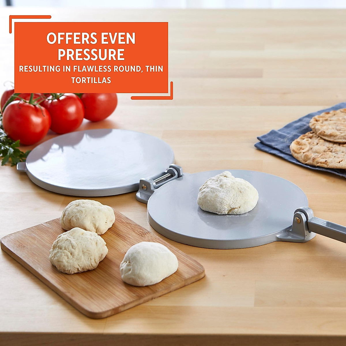 IMUSA USA 8-in. Aluminum Tortilla Press, 8 Inch, Silver