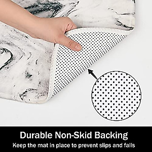 Claswcalor 4 Pcs Grey Marble Shower Curtain Sets with Non-Slip Rug, Toilet Lid Cover and Bath Mat, Abstract White and Gray Shower Curtain with Hooks, Modern Luxury Shower Curtains for Bathroom Decor