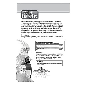 Wild Harvest Mineral Treat for All Birds 3.1 Ounces, Pineapple Flavor, Excellent Source of Calcium
