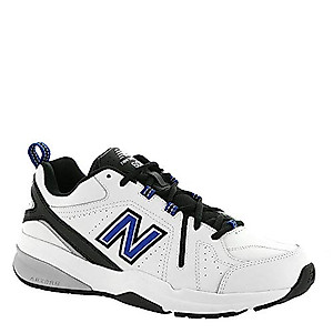 New Balance Men's 608 V5 Casual Comfort Cross Trainer, White/Team Royal, 8.5