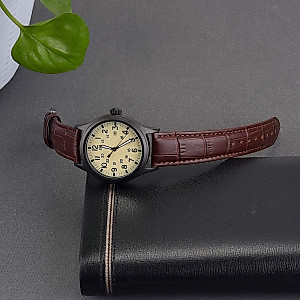 EACHE 18mm Croco Brown Leather Watch Bands, Classical Genuine Leather Watch Strap for Men Women Dark Brown With Gold Buckle