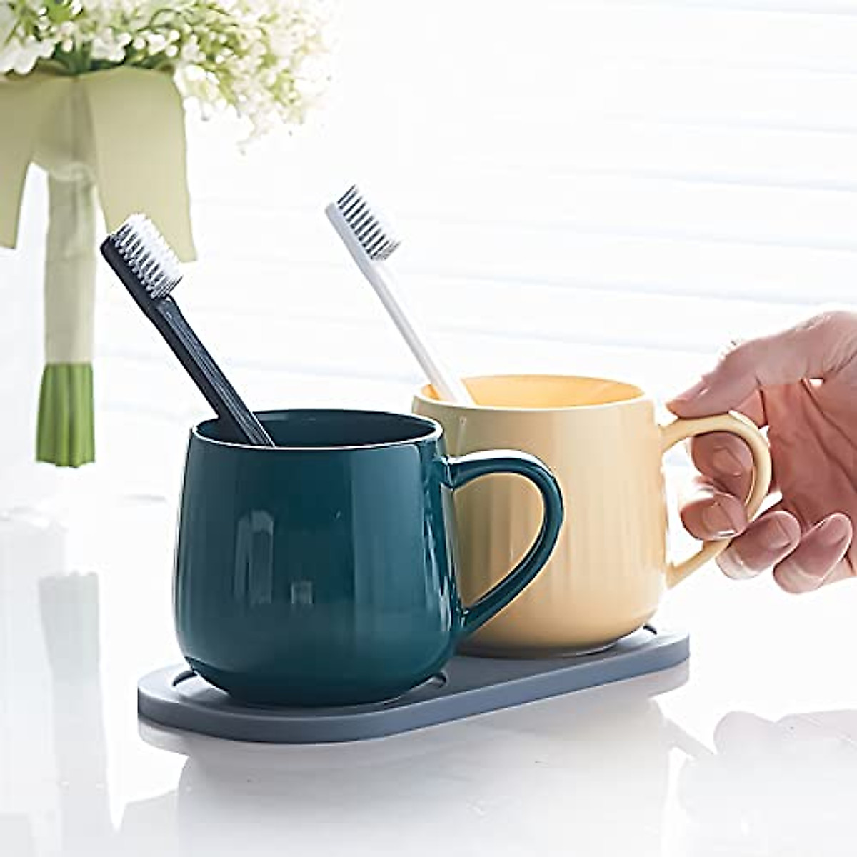 HvOvMvE 2 in 1 Creative Silicone Coaster for Kitchen and Bathroom to Place Soap Dispensers，Tumbler, Toothbrush Holder, Drinks, Cup Mat Protects The Countertop, Non-Slip (Grey)