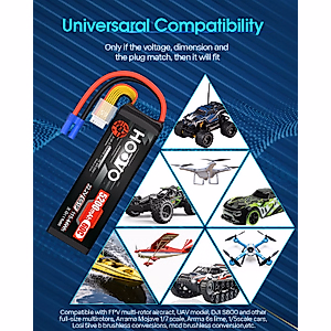 HOOVO 6S Lipo Battery 22.2V 10000mAh 120C RC Battery EC5 Plug Soft Case Compatible for RC Cars, Drones, DJI, FPV, RC Plane, Racing Hobby 2 Pack