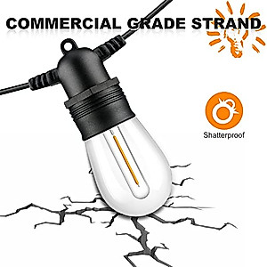 Jerritte 30ft Outdoor String Lights, LED String Lights 8 Bulbs, Upgrade 2700K Warm White Light Ambience Patio Lights for Outside