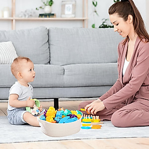 Lechay Small Woven Basket with Handles, Baskets Empty with Bags and Ribbons for Valentine's Day, Wedding, Birthday, Easter