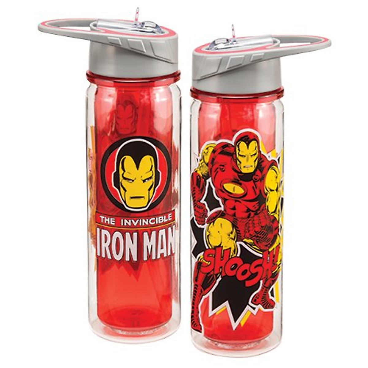 Vandor 26610 Marvel The Invincible Iron Man 18 oz Tritan Water Bottle, Red, Black, and Yellow