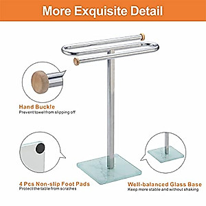 ZCDCP Hand Towel Holder Stand, S-Shape Countertop Towel Stand with Glass Base Freestanding Towel Rack for Bathroom