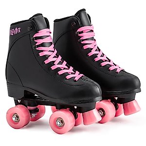 Ruthfot Roller Skates for Women and Girls with Innovative Jelly Wheels, High Top Double-Row Classic Quad Skates with PU Leather for Kids and Adult