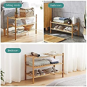 viewcare 9-Tier Bamboo Shoe Rack for Entryway, Stackable | Foldable | Natural, Free Standing Shoe Racks for Hallway Closet