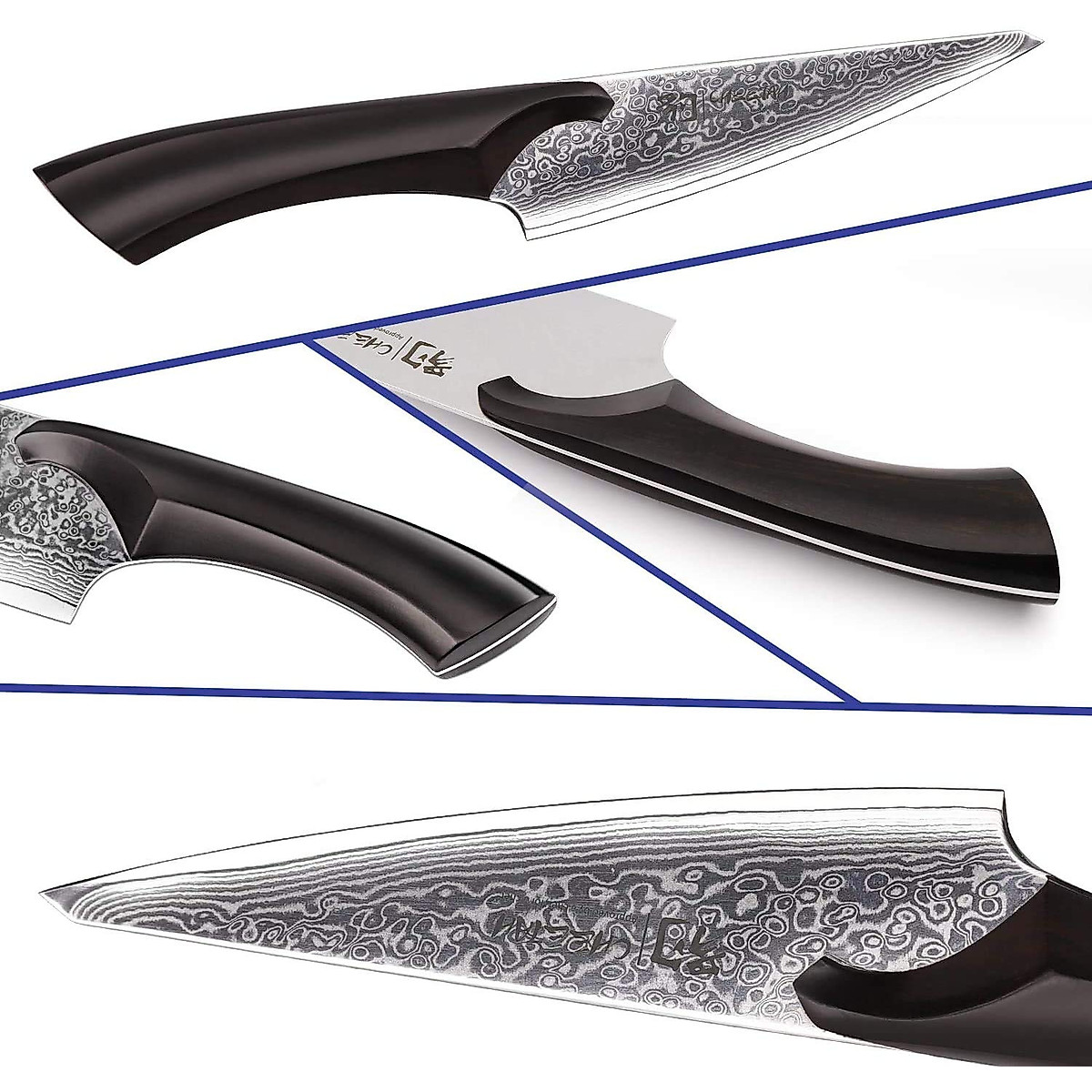 FINDKING 6 Inch Boning Knife, Damascus Steel Skinning Knife, Sharp Meat Knife for Bones (Cheetah Series, w/Ebony Wood Handle)