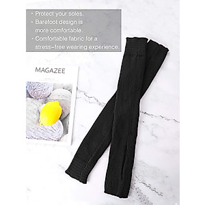 SATINIOR 2 Pairs Stirrup Leg Warmers Straight over the Knee Socks 21.65 Inch for Women (Black, Gray)