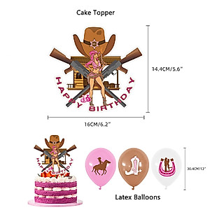 Western Cowgirl Pink Birthday Party Decoration, Horse Rodeo Party Supplies for Girls Including Birthday Banner,Horse Star Balloons, Cake Toppers (Pink Cowgirl)
