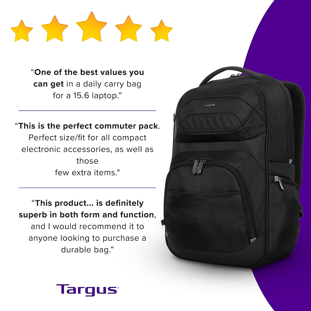 Targus Legend IQ Backpack Laptop bag for Business Professional and College Student with Durable Material, Pockets Throughout, Headphone Cord Pocket, TrolleyStrap, Fits 16-Inch Laptop, Black (TSB705US)