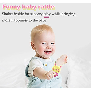 Baby Teething Toys, Caromolly Vibrating Teether Toy, Teether Toys for Babies 0-12 Months, Electric Soothing Teether for Sensory Exploration and Teething Relief, Cute Cartoon Shape, BPA-Free