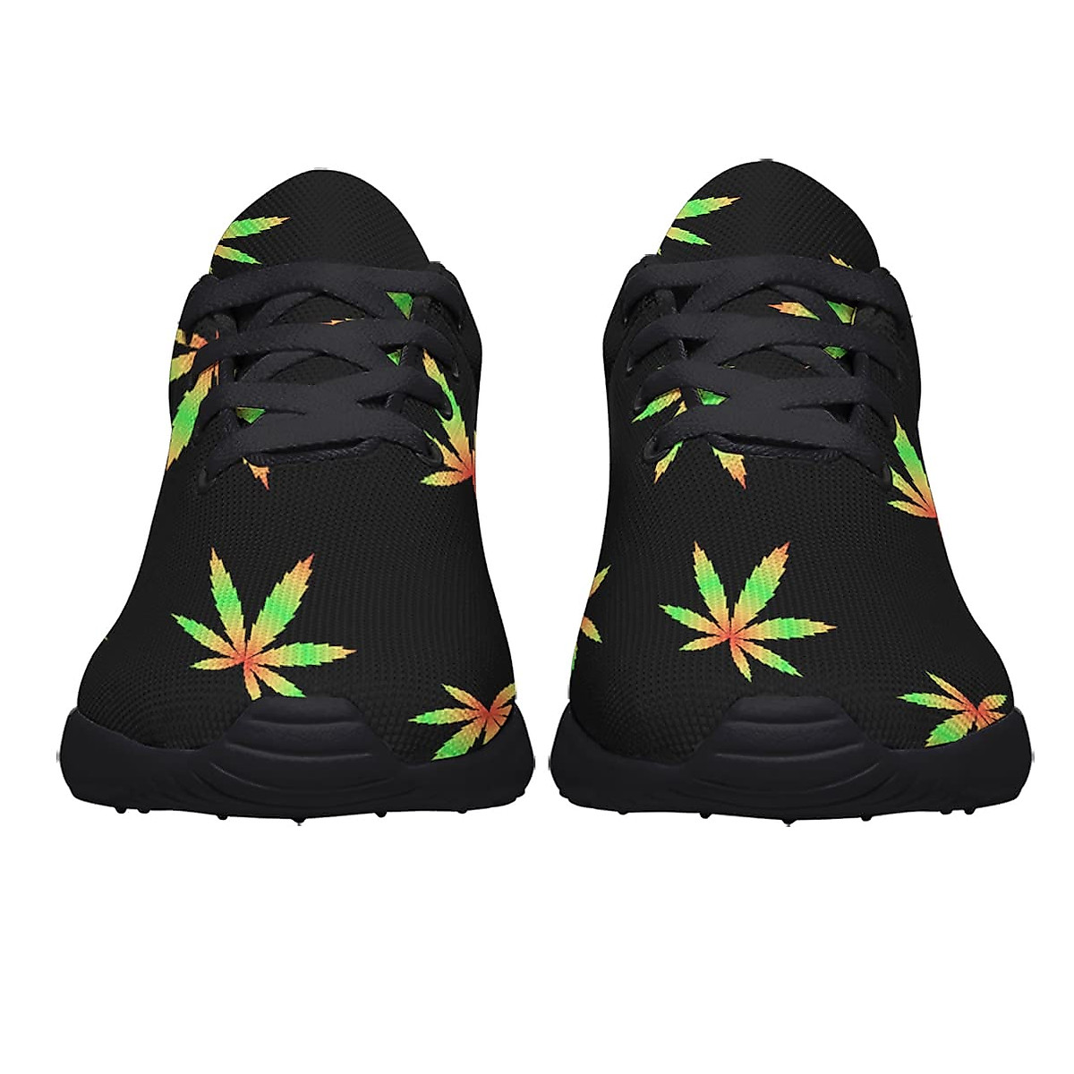 Marijuana Leaf Shoes Men Fashion Weed 420 Sneakers Women Mesh Walking Athletic Cannabis Shoes Black Size 10.5