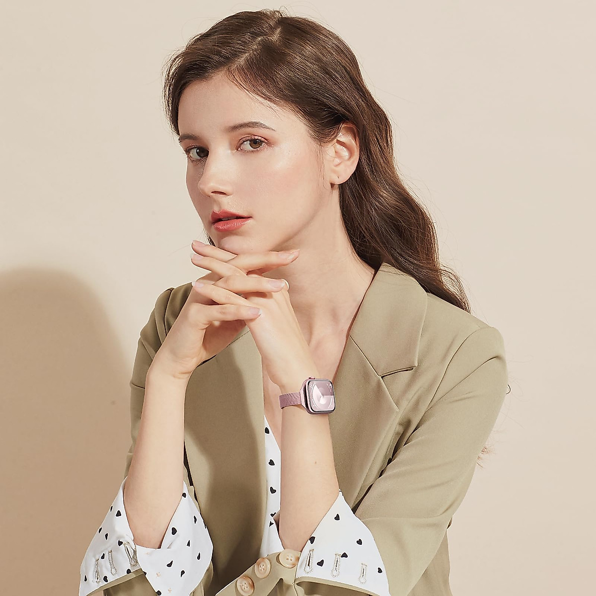 Slim Metal Band Compatible with Apple Watch Bands 38mm 40mm 41mm Women, Dual Magnetic Clasp Replacement Band for iWatch Ultra/Ultra 2 Series 9 8 7 6 5 4 3 2 1 SE, Women Watch Strap for iWatch