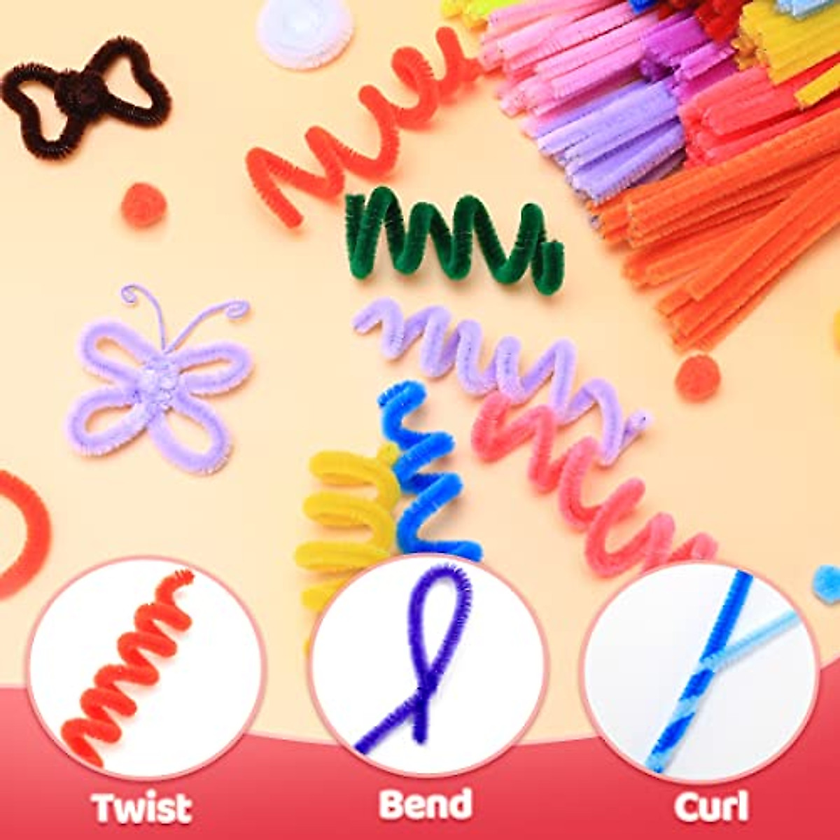 Praisebank Pipe Cleaners, Pipe Cleaners for Crafts (200pcs 20 Multi-Colored),12 inch Long Pipe Cleaners in 20 Colors.