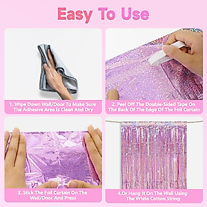 Anwyll Pink Metallic Foil Fringe Backdrop Curtains,2Pack Tinsel Curtain Party Streamers Photo Backdrop for Birthday Decoration,Glitter Pink Backdrop for Wedding Graduation Bachelor Party Decorations