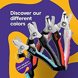 Dudi Pet Nails Clippers for Cats and Nail File - Cat Nail Trimmers with Lock Guard - Razor Sharp Grooming Clipper Trimmer Blades for All Breed Sizes - White Pink - Big