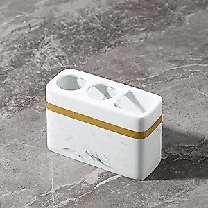 5 Pcs Bathroom Accesary Set Marble Look Bathroom Sets Accessory Marble Imitation Resin with Soap Dispenser Pump, Toothbrush Holder, 2 Rinsing Cup, Soap Dish (White)