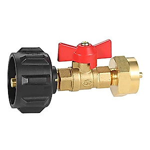 DRELD QCC1 Propane Refill Adapter with ON-Off Control Valve for 1 LB Tanks, Low-Pressure QCC1/Type1 Propane Adapter 1lb to 20lb for Camping Grill Bottle Tank from 20-40LBS Cylinder