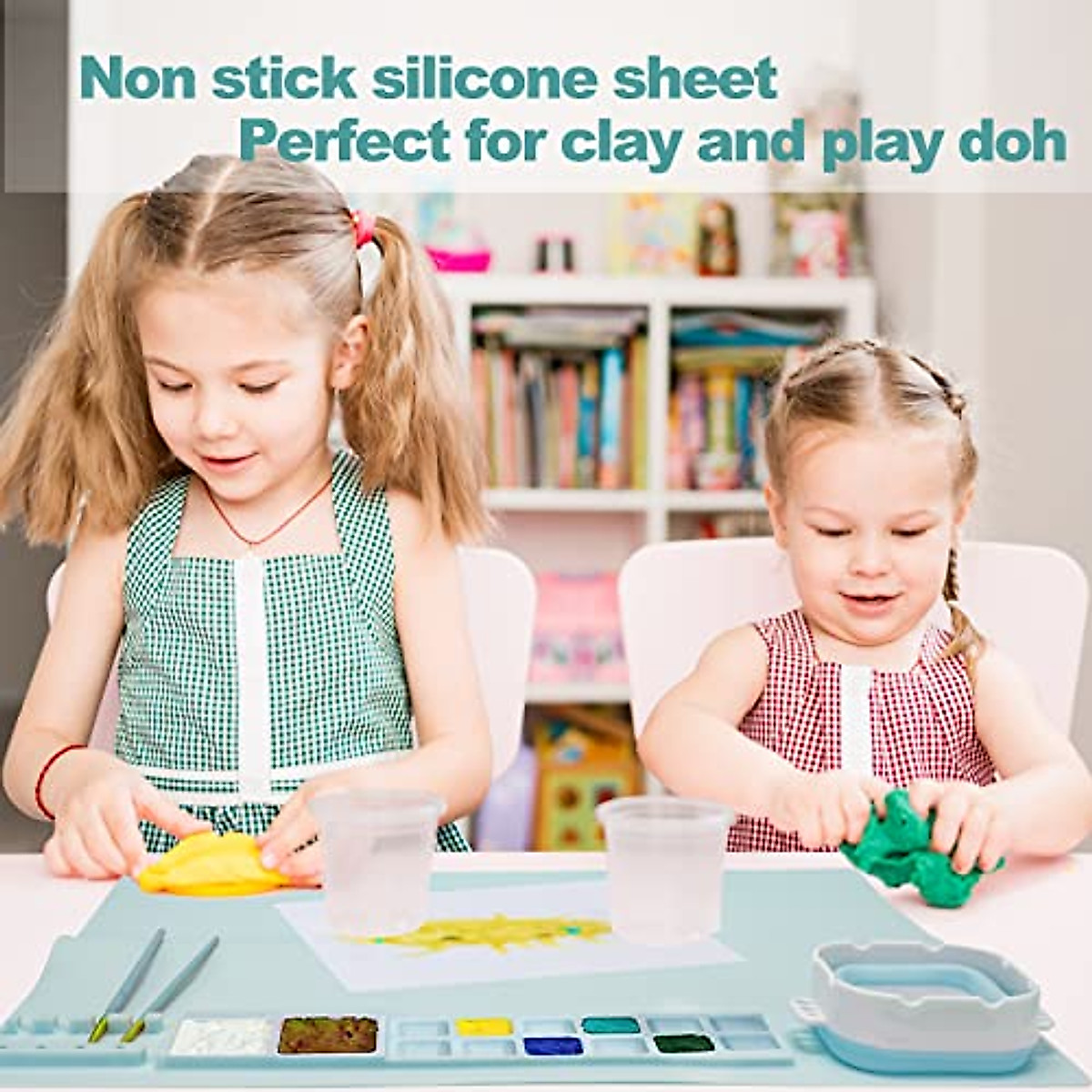 2 Pcs Silicone Craft Mat, 20"x16" Large Silicone Mat for Crafts, Non Stick Silicone Sheet with 20 Pcs Painting Pen, Creator Silicone Craft Mat with Cleaning Cup and Paint Holder for DIY Creations