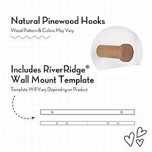 RiverRidge Kids Catch-All Wall Shelf with Bookrack and Hooks, One Size, White