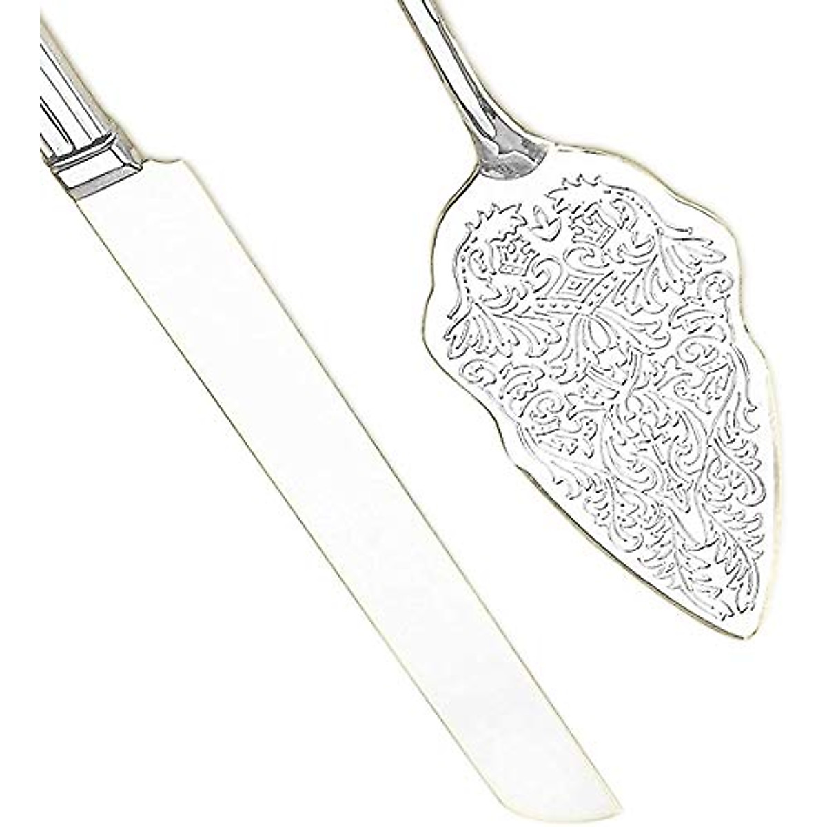 Strova Silver Wedding Cake Serving Set - Elegant Cake Cutting Knife and Server for Event Use
