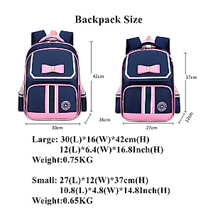 2PCS Pretty Princess Girls Preschool Backpack Set,Kids Elementary Primary Students Bookbag Knapsack for Girls