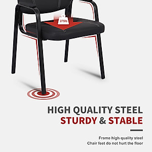 CLATINA Reception Chair with Sled Base and Bonded Leather Padded Armrests, Modern Style Guest Chair for Office Meeting Waiting Room Conference Desk, Brown (1 Pack)