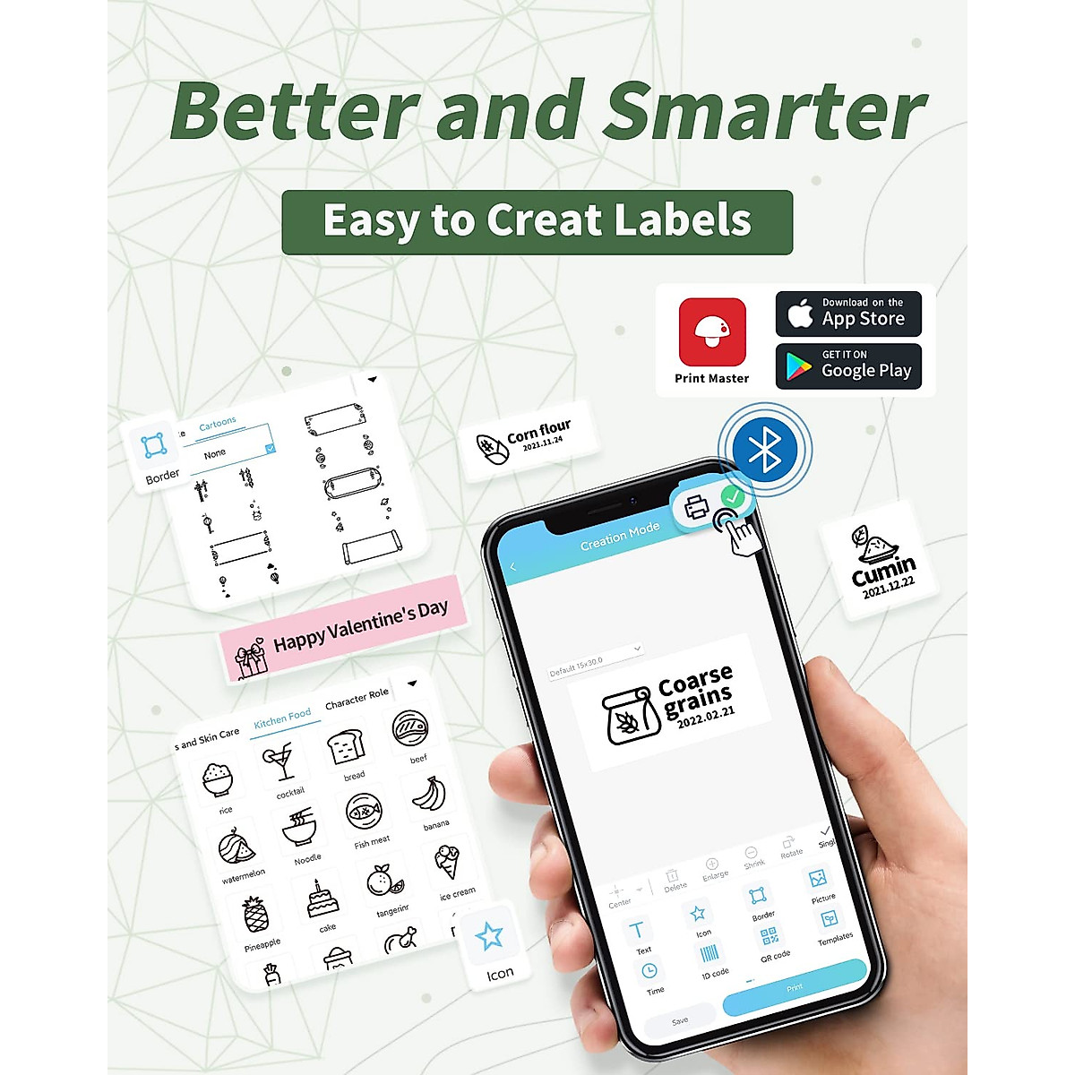 Phomemo D50 Label Maker with 3 Rolls Transparent Adhesive Label 20mm*6mm