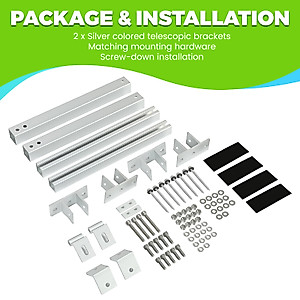 KUAFU Adjustable Solar Panel Tilt Mount Brackets Support up to 300W Solar Panel for Boats, RV, Roof on-Grid/Off-Grid Systems and Any Flat Surface Telescopic Bracket Solar Panel Pole Mount