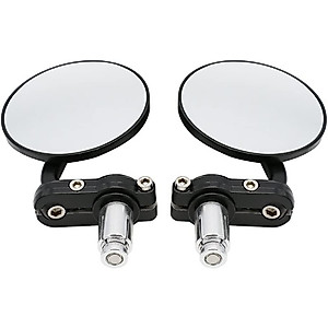 Universal Black 3" Round 7/8" Handle Bar End Rearview Convex Mirrors Inceased Vision Side for For Harley Davidson Honda Indian Kawasaki Suzuki Triumph and Yamaha