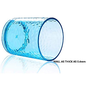 KX-WARE 14-ounce Acrylic Glasses Plastic Tumbler, set of 6 Multicolor - Hammered Style, Dishwasher Safe, BPA Free