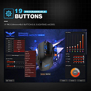 Gamerz GMZ-M2 12000 DPI 19 Programmable Buttons Optical Sensor Pixar PMW 3360 MMO Gaming Mouse - Black