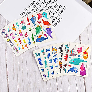 PHOGARY Kids Temporary Tattoos(100pcs+), Sea World Theme Tattoos (20 Sheets) - Fish, Shark, Turtle, Seahorse, Sea Star, Octopus, Crab - Marine Life Patterns Fake Waterproof Tattoos for Boys Girls