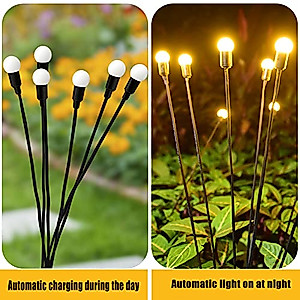 2 Packs Solar Lights Outdoor Waterproof, 20LED Solar Firefly Lights Waterproof, Solar Garden Lights, Swaying When Wind Blows, Path Landscape Outdoor Decorative Lights(Warm)