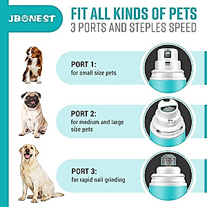 JBonest Dog Nail Grinder with Quite Low Noise for Large Medium Small Dogs and Cats, Highly Speeds Rechargeable Pet Claw Trimmer with Clipper and File