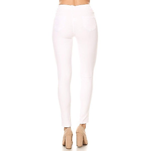 Women's High Waisted Super Stretchy Skinny Denim Jegging Pants with Pockets White Size US XL