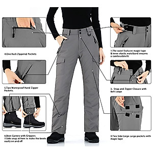 WULFUL Women's Insulated Snow Ski Pants Waterproof Winter Snowboarding Skiing Cargo Pants