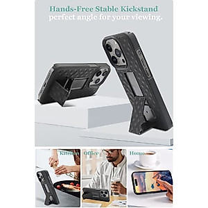 Fingic Compatible with iPhone 14 Pro Case, iPhone 14 Pro 5G Holster Case Combo Shell Slim Rugged Case with Kickstand Swivel Belt Clip Holster Shockproof Cover for iPhone 14 Pro 5G 6.1 inch, Black