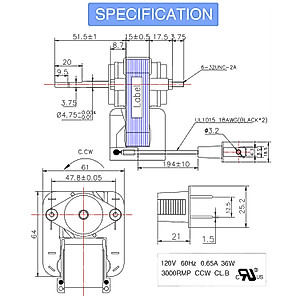 Fiada Bathroom Vent Exhaust Fan Motor Replacement Electric Motors Kit Compatible with Nutone Broan 50CFM 120V (1 Piece)