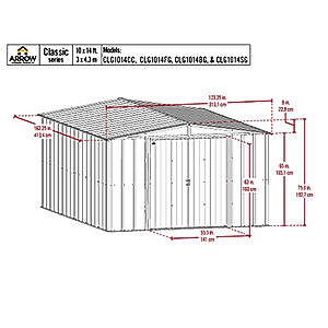Arrow Classic Steel Storage Shed, 10x14, Blue Grey