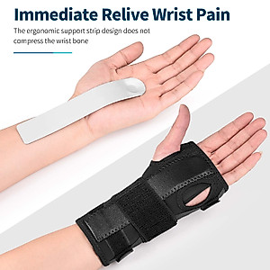 PKSTONE Wrist Splint for Carpal-Tunnel Syndrome, Adjustable Compression Wrist Brace for Right and Left Hand, Pain Relief for Arthritis, Tendonitis, Sprains