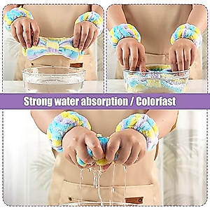 Shindel 6PCS Face Wash Headband Set, Makeup Wash Headbands with Wristbands Coral Fleece Bow Hair Bands for Women Spa Skin Care Yoga