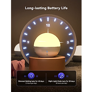 NexiGo Night Light, Portable One-Key Baby Bedside Lamp, RGB Changing Speed Adjustable & Dimmable, Rechargeable Touch Nursery Nightlight, for Kids Bedroom, Bathroom (Spherical)