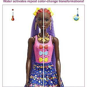 Barbie Color Reveal Glitter! Hair Swaps Doll, Glittery Blue with 25 Hairstyling & Party-Themed Surprises Including 10 Plug-in Hair Pieces, Gift for Kids 3 Years Old & Up