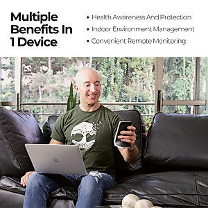 VitaliZEN Airwise Indoor Air Quality Quality Monitor, Portable, for Real-Time PM2.5, PM1.0, CO2, PM10, Volatile Compounds, TVOC, Formaldehyde, Temperature, and Humidity. Compatible with Android & iOS
