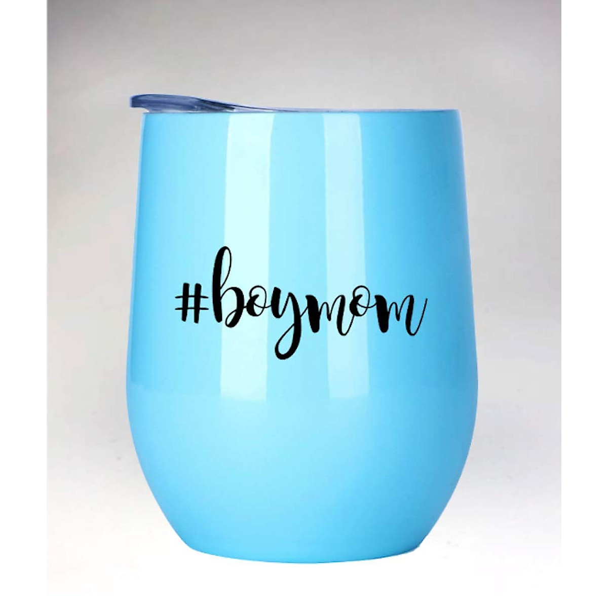 Tipit Drinkware #BOYMOM | Boy Mom | 12 OZ Stainless Steel Stemless Wine Tumbler With Lid - Mom Mug - New Mom Cup - Mother of Boys - Wine Tumbler - Best Mom Mug Tumbler