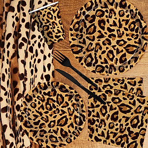 Xenorik Leopard Print Plates And Napkins Party Supplies - Cheetah Print Birthday Decorations Tableware, Plate, Cup, Napkin, Safari Animal Leopard Theme Birthday Baby Shower Party Supplies | Serve 24